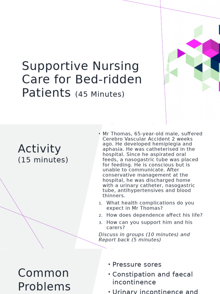 Supportive Nursing Care for Bed-ridden Patients | PDF | Urinary ...