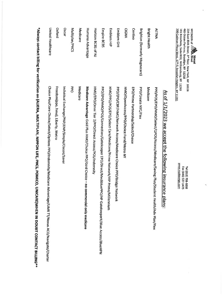 Insurance List | PDF