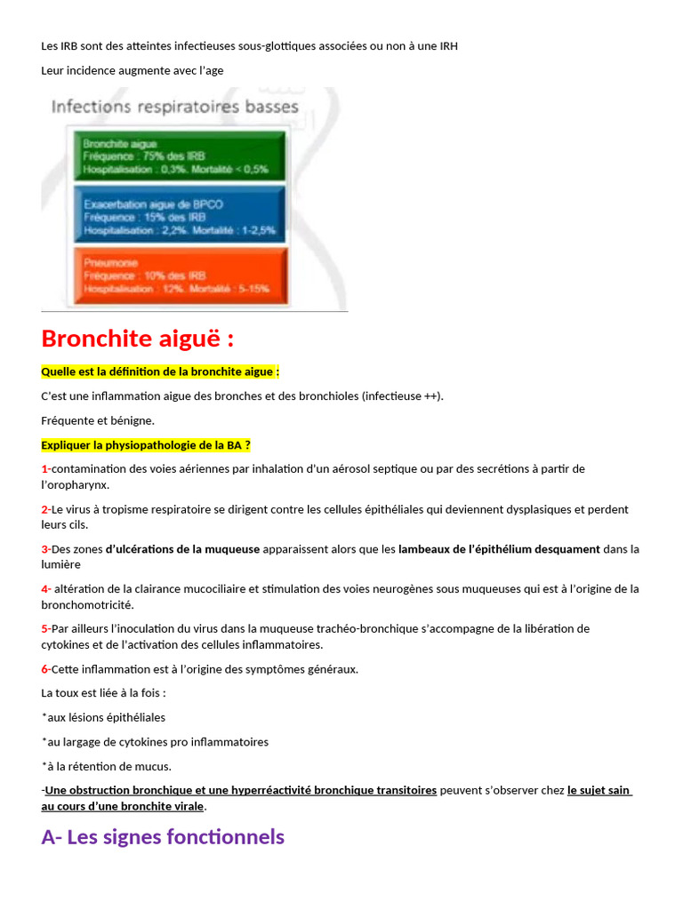 Bronchite aiguë : symptômes et traitement | PDF | Pneumonie | Rhume