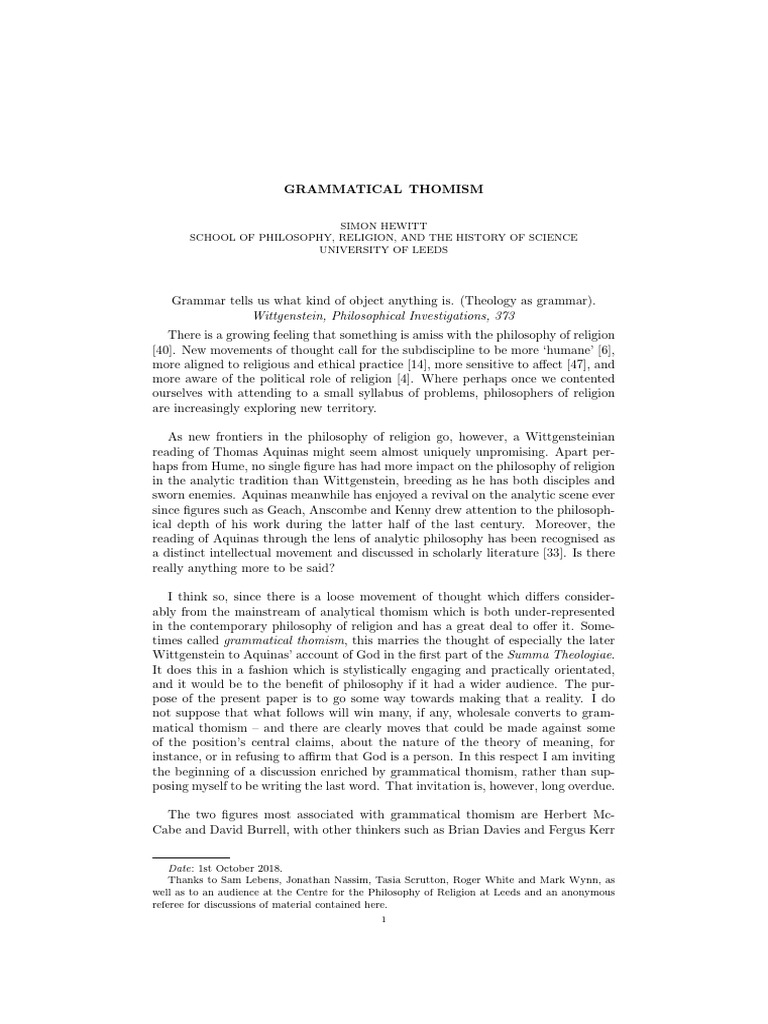 GRAMMATICAL THOMISM | PDF | Thomism | God