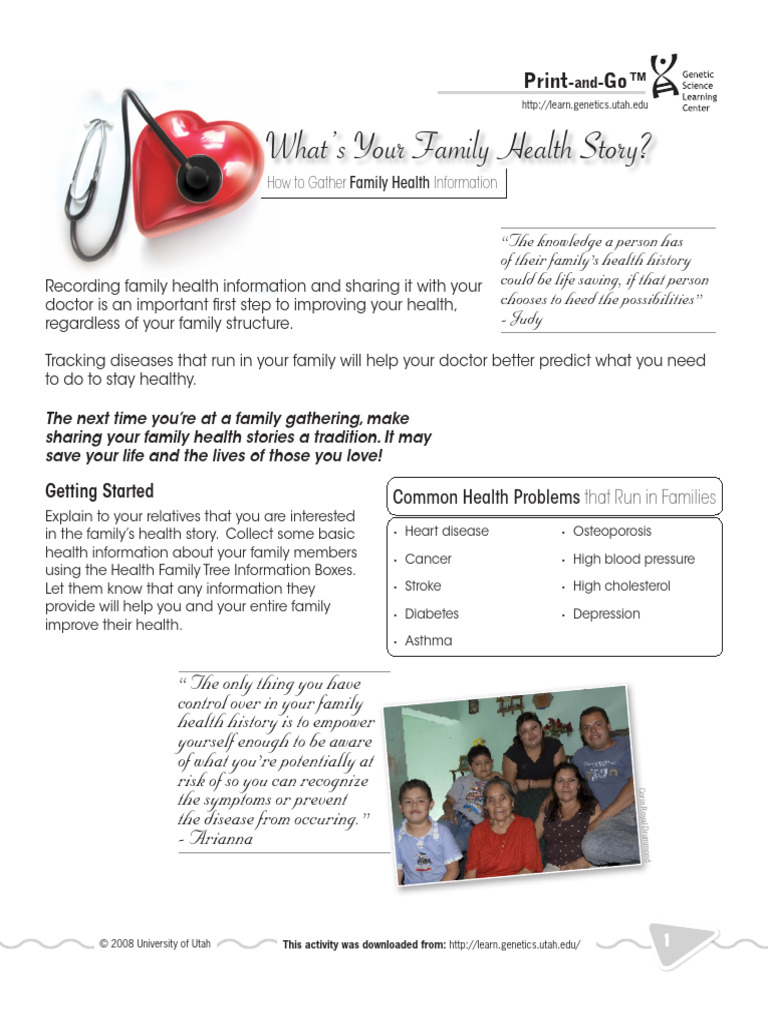 What's Your Family Health History - Public | PDF | Cardiovascular ...