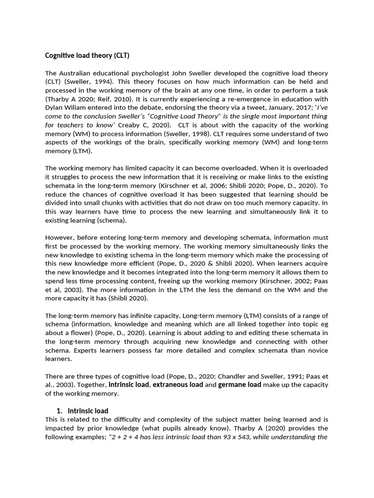 Understanding Cognitive Load Theory | PDF | Expert | Learning