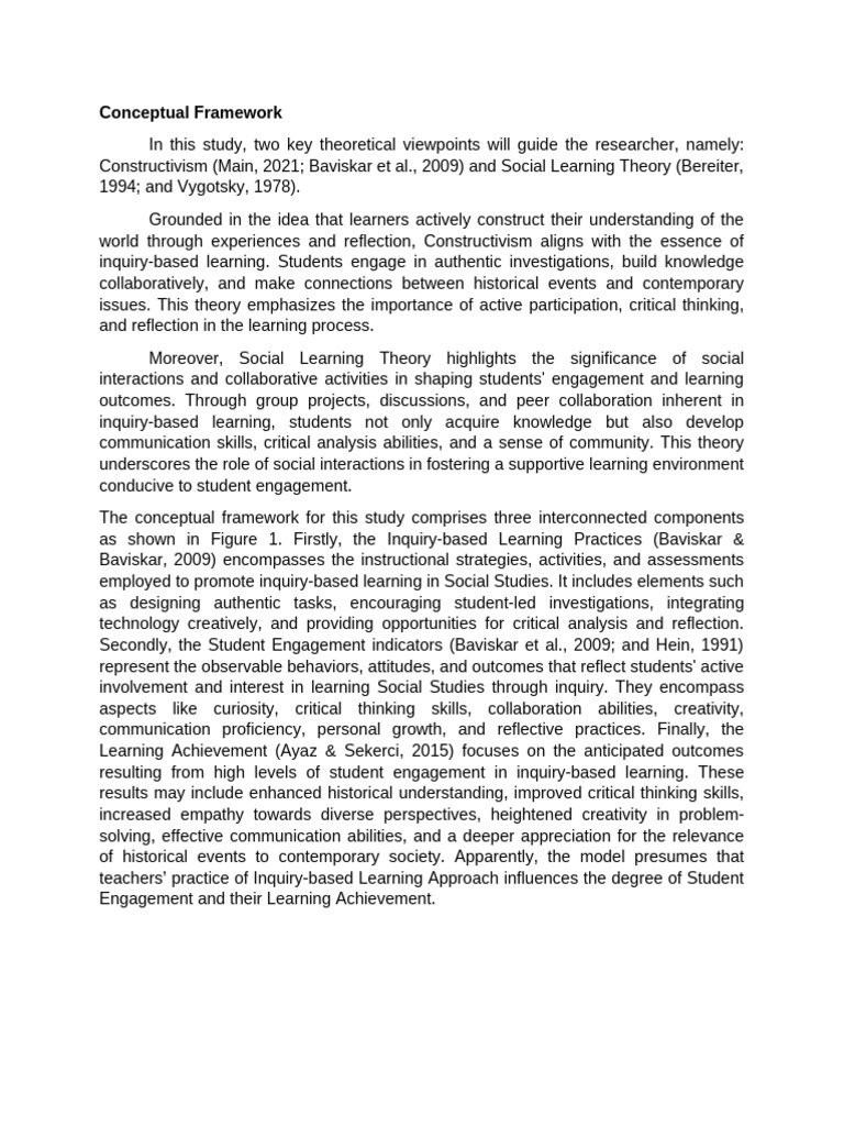 Conceptual Framework | PDF | Constructivism (Philosophy Of Education ...