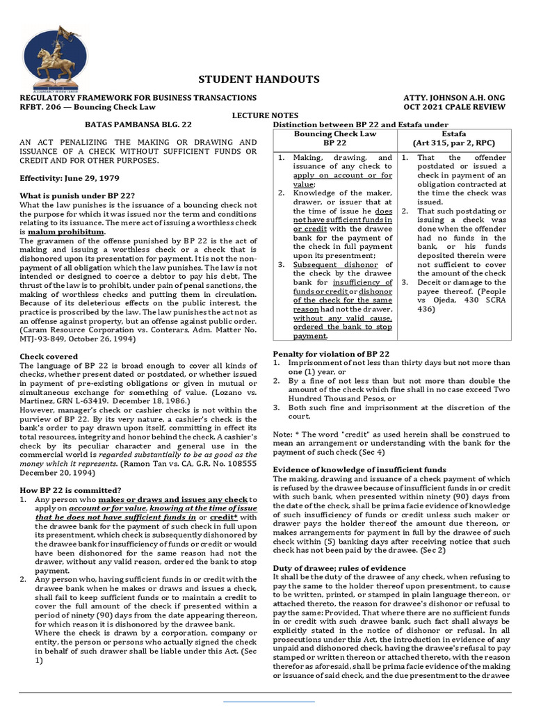 Understanding BP 22: Bouncing Check Law | PDF | Criminal Law | Justice