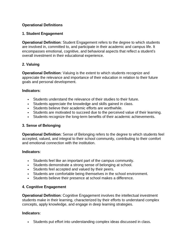 Operational Definitions | PDF | Motivational | Motivation