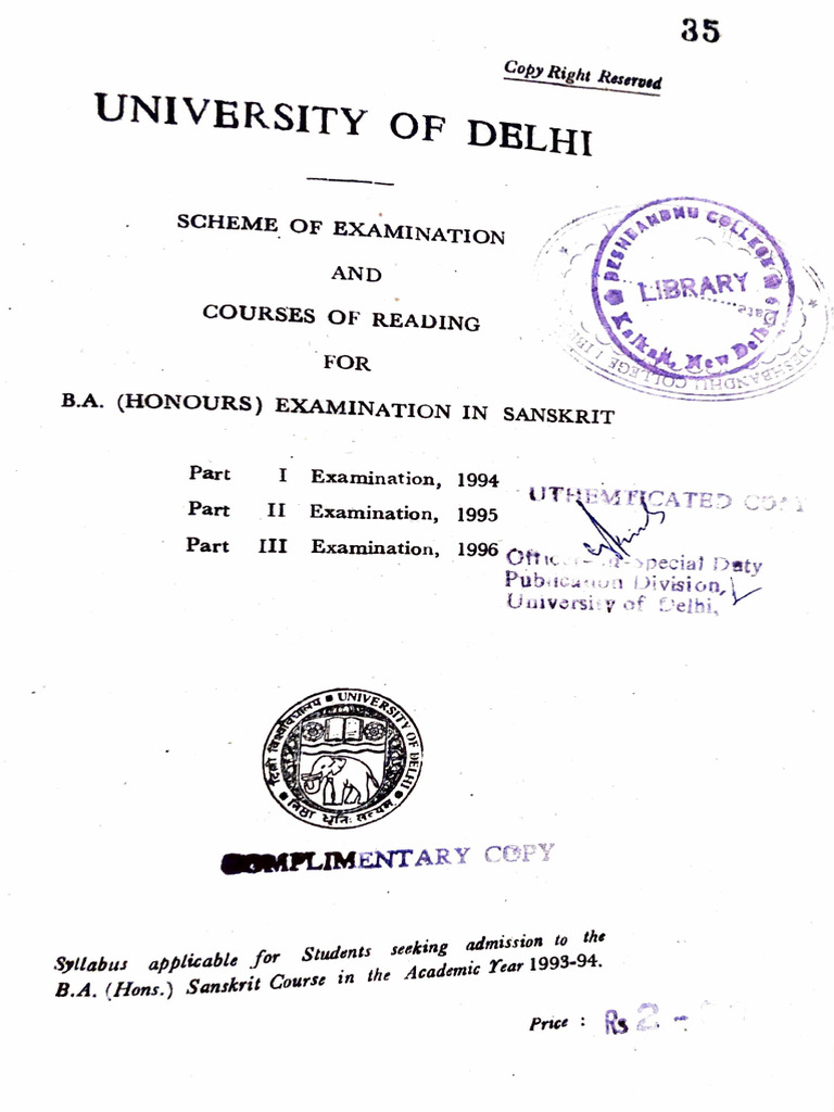 B.A. Honours Sanskrit Exam Scheme | PDF | Sanskrit | Sanskrit Literature