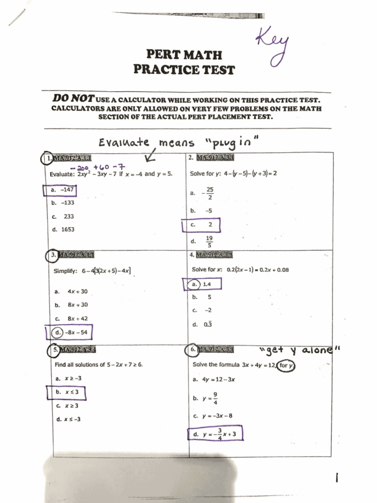 Marked Up PERT Practice ANSWERS | PDF