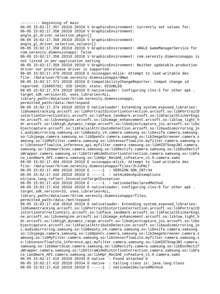 Com.serenity.dimensionapps Logcat | PDF | Computer Engineering | Operating System Families