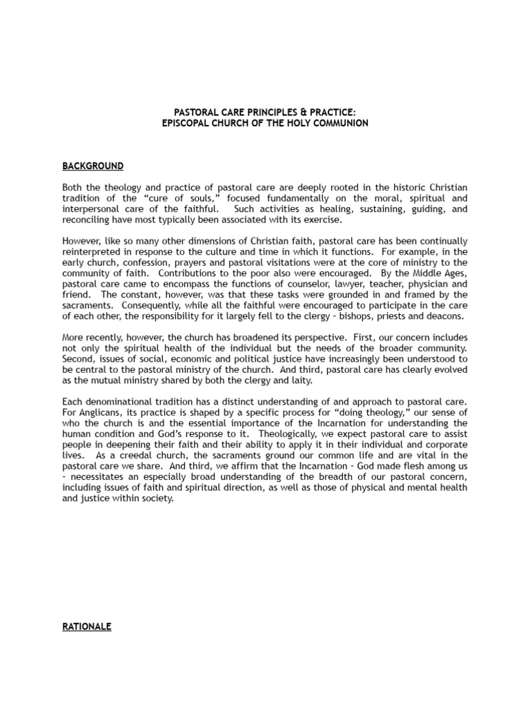 Pastoral Care Principles Practice 1 | PDF | Anglicanism | Minister ...