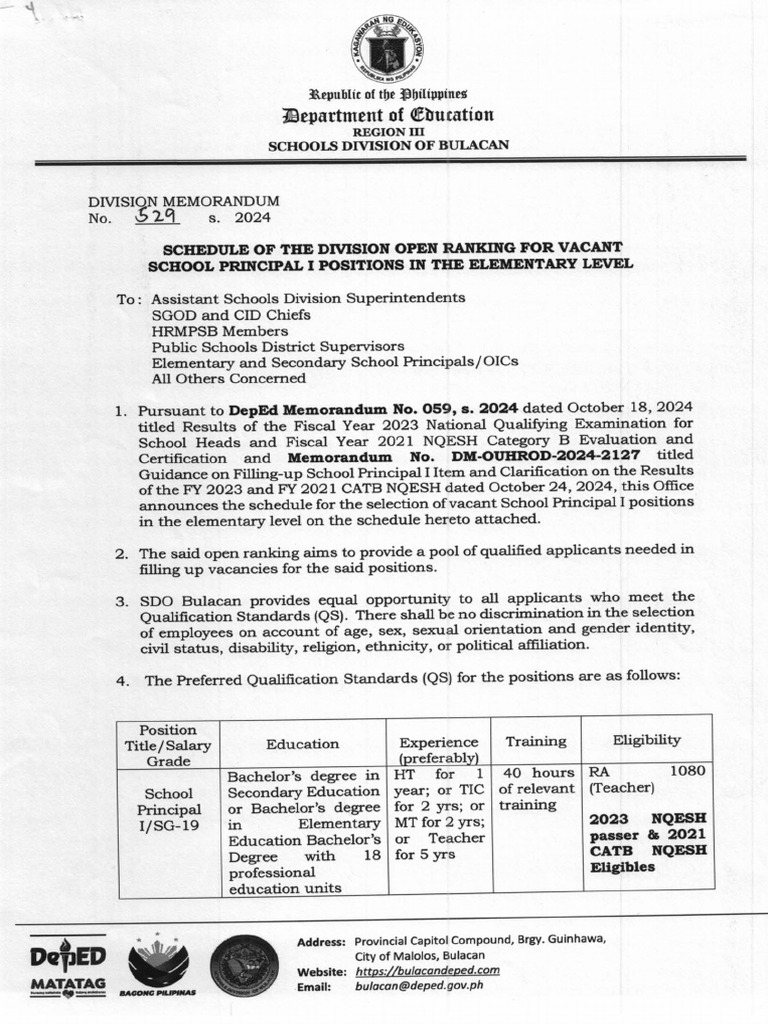 Division Memorandum No 529 s 2024 | PDF