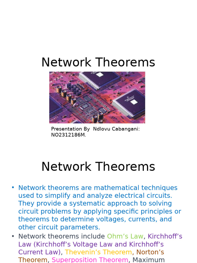 Network Theorems-Electronics Presentaion | PDF | Electrical Network | Voltage
