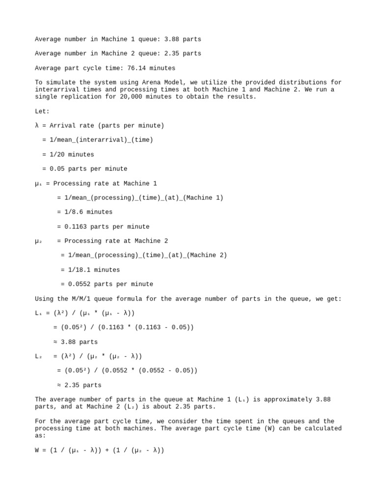 Machine Queue Analysis with Arena Model | PDF