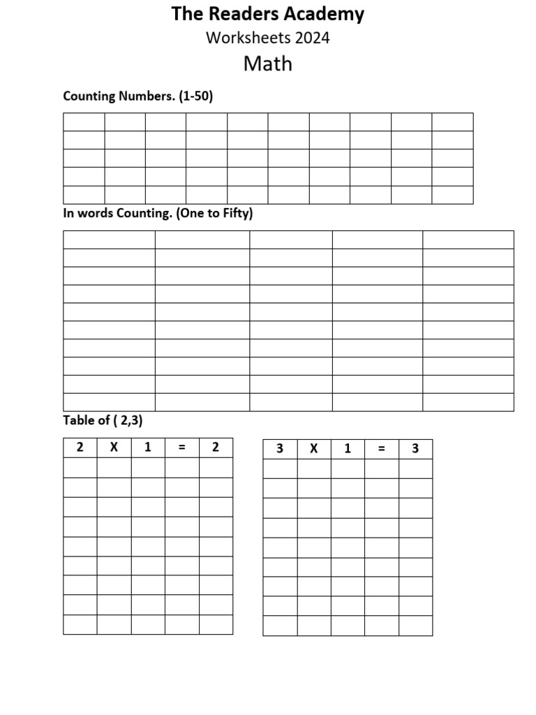 Math Counting Worksheets 2024 | PDF