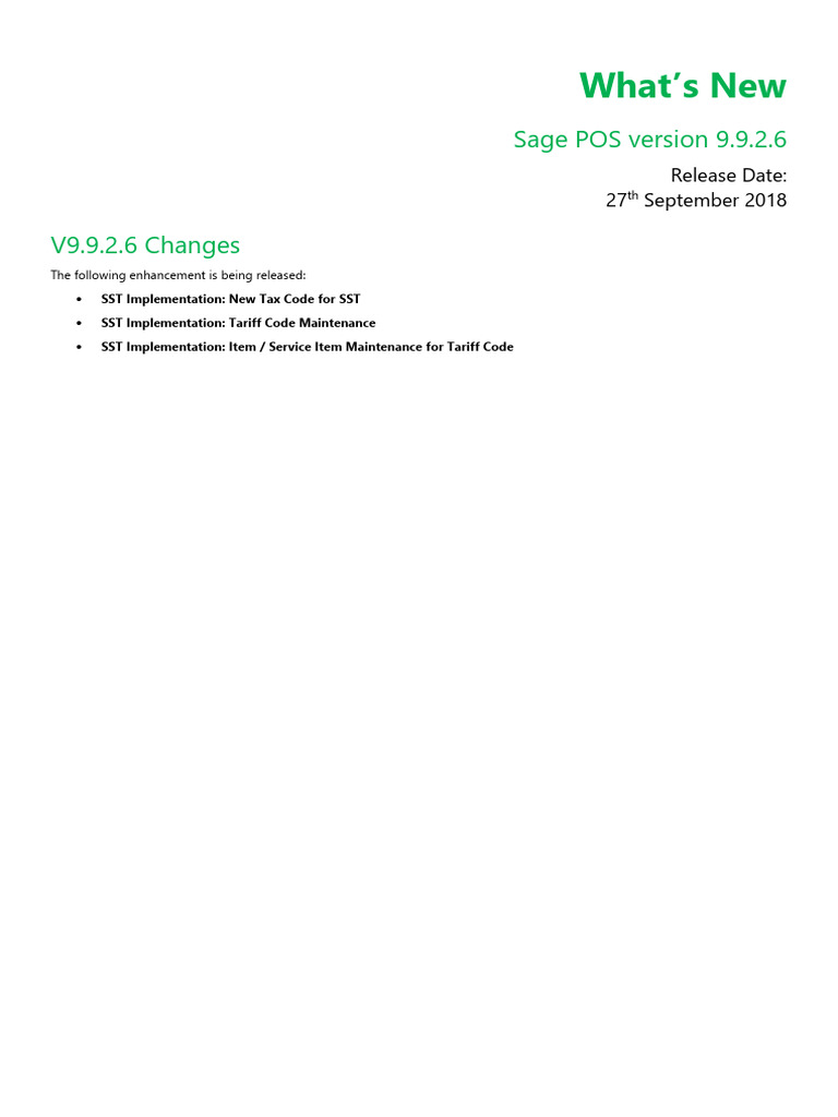 Sage POS v9.9.2.6 Release Notes | PDF | Point Of Sale | Payments