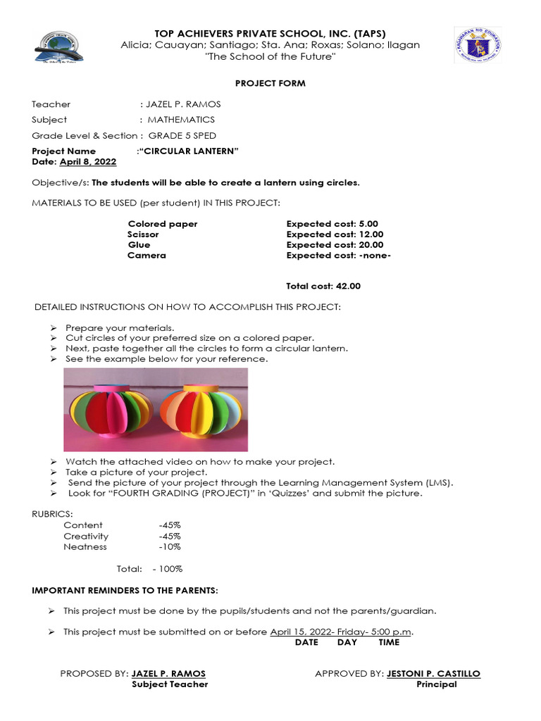 4th Project Form-5 Sped | PDF