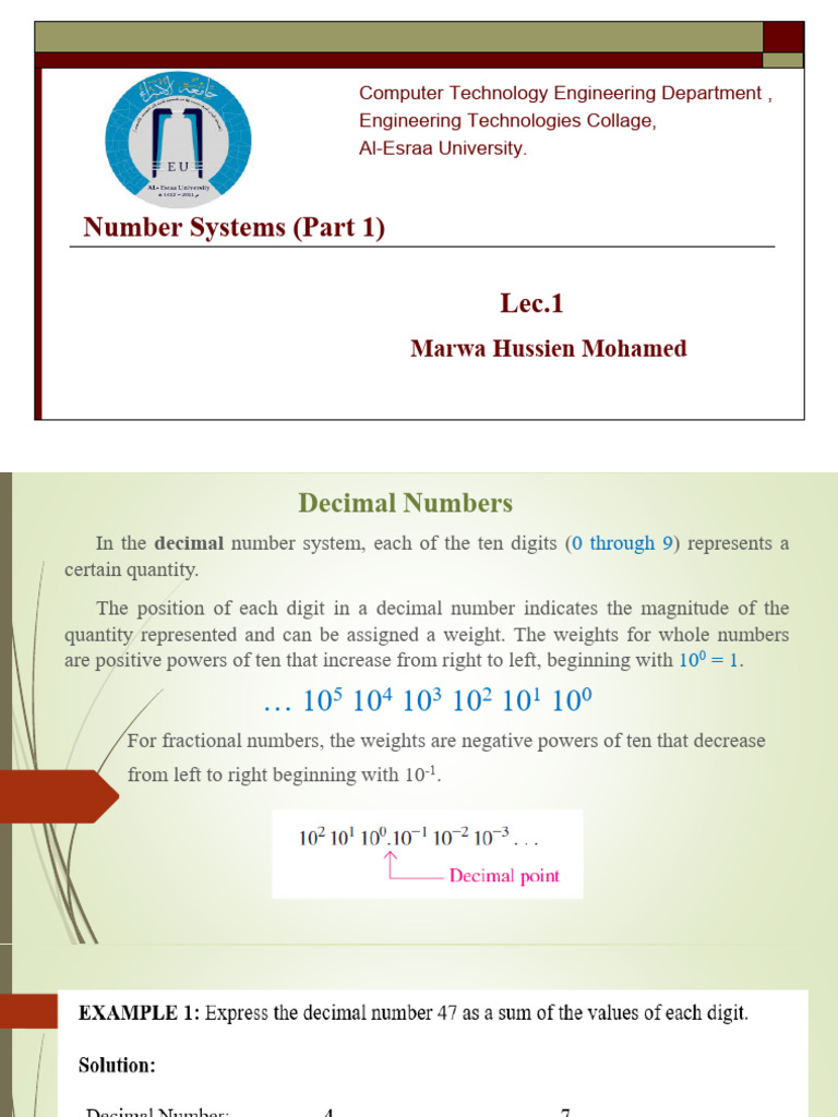 Lecture 1-1 | PDF | Multiplication | Decimal