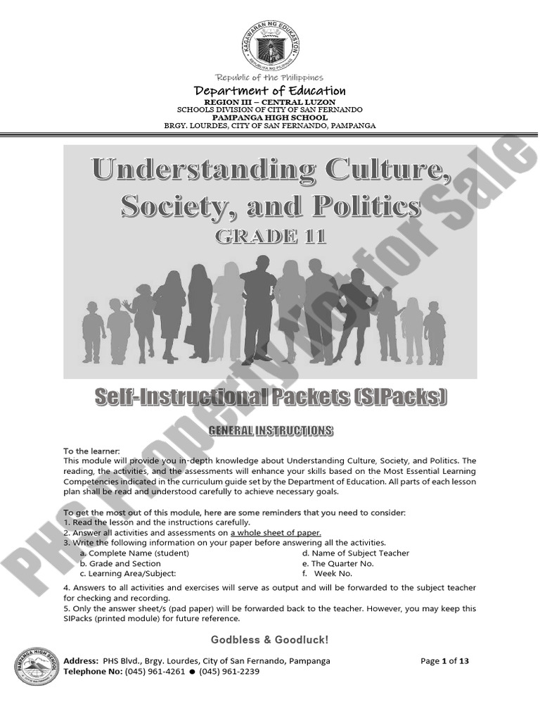 DLP Gr11 Module-2 UCSP Watermark | PDF | Society | Sociology