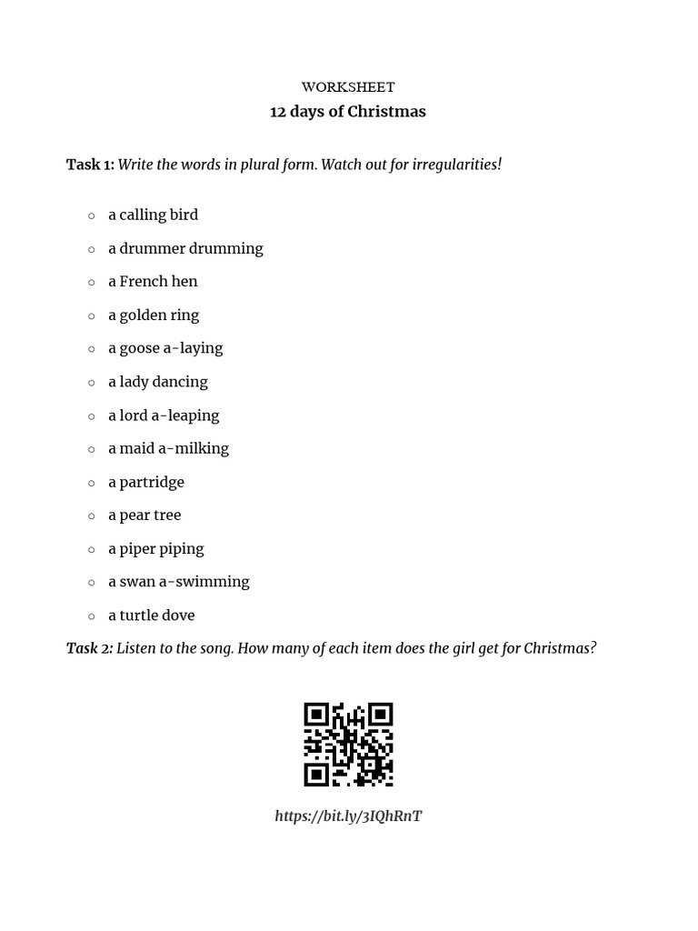 12 Days of Christmas - WS | PDF