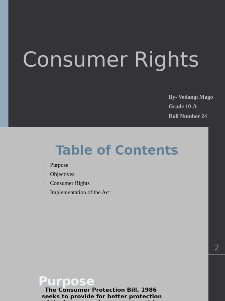 Consumer Rights PPT Vedangi | PDF | Consumer Protection | Goods