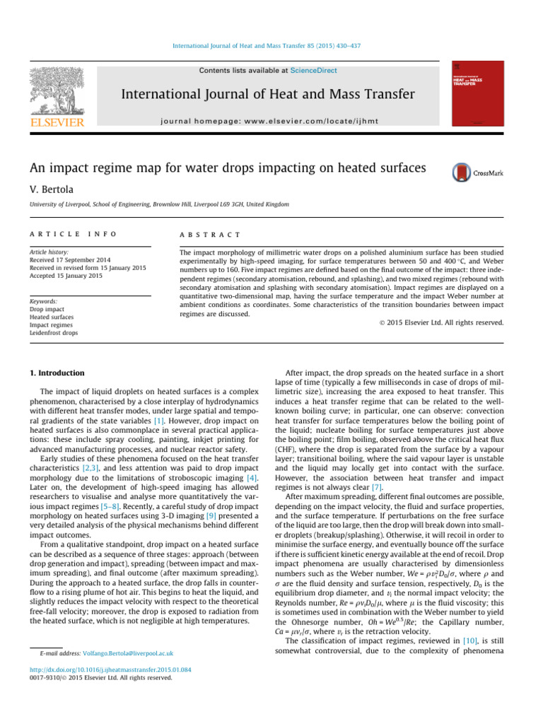 Water Drop Impact Regimes on Heated Surfaces | PDF | Boiling | Heat ...