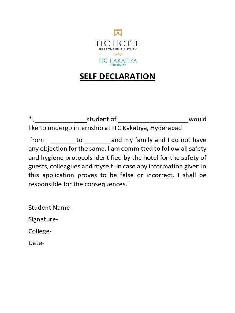 Student Internship Declaration | PDF