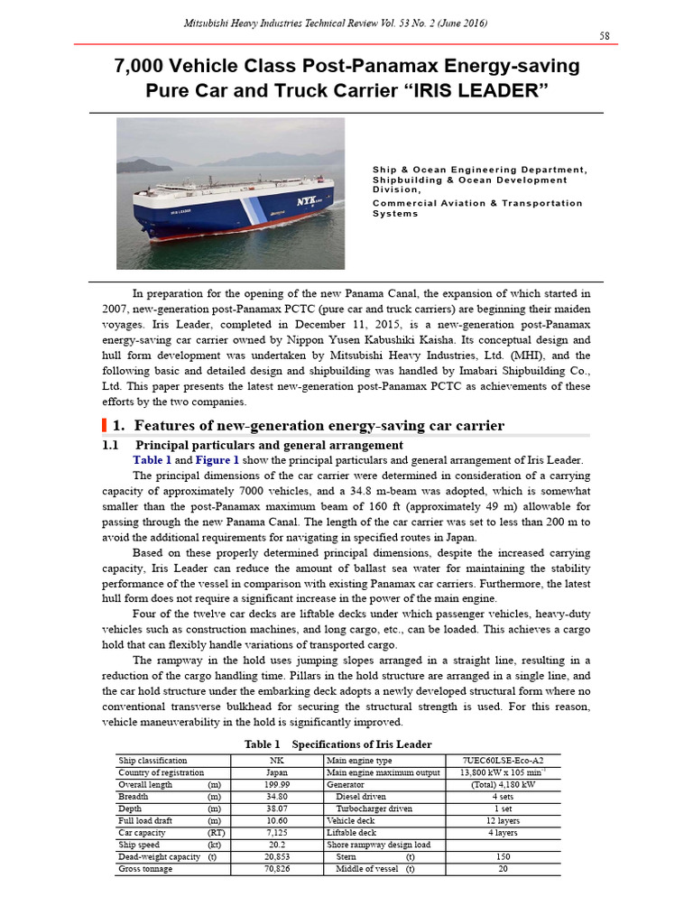 MHI Post Panamax PCC II | PDF | Engines | Pump