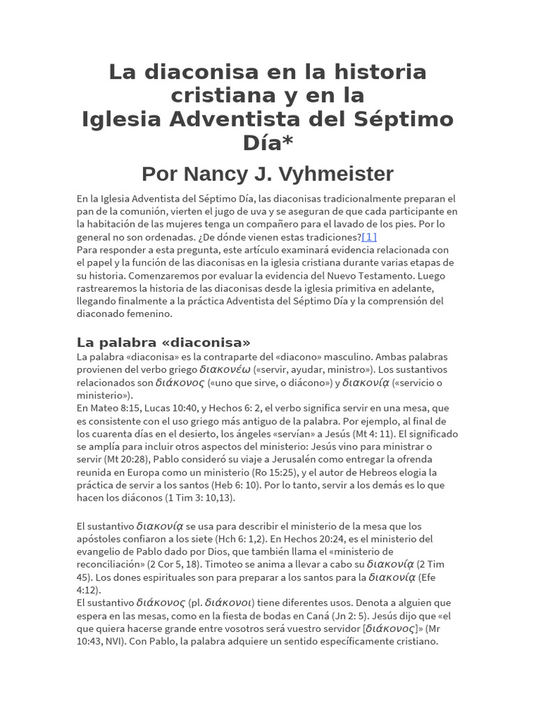 La Diaconisa en La Historia Cristiana y en La | PDF | Diácono | Iglesia ...