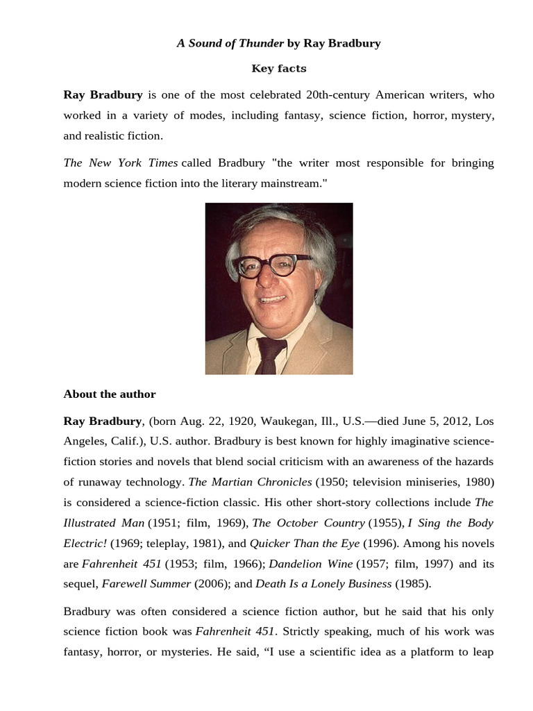 A Sound of Thunder | PDF | Ray Bradbury