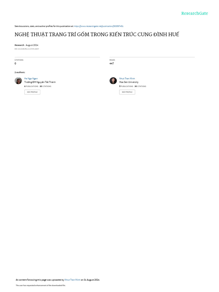 NGH THU T Trang Trí G M Trong Ki N Trúc Cung Ình Hu: August 2024 | PDF