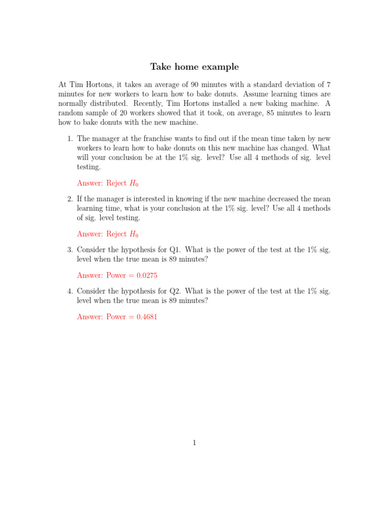 Take home example statistics | PDF