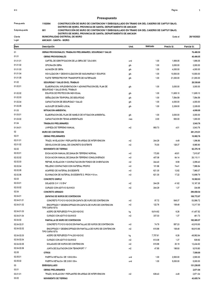 presupuesto captuy | PDF | Elementos arquitectónicos | Edificios y estructuras