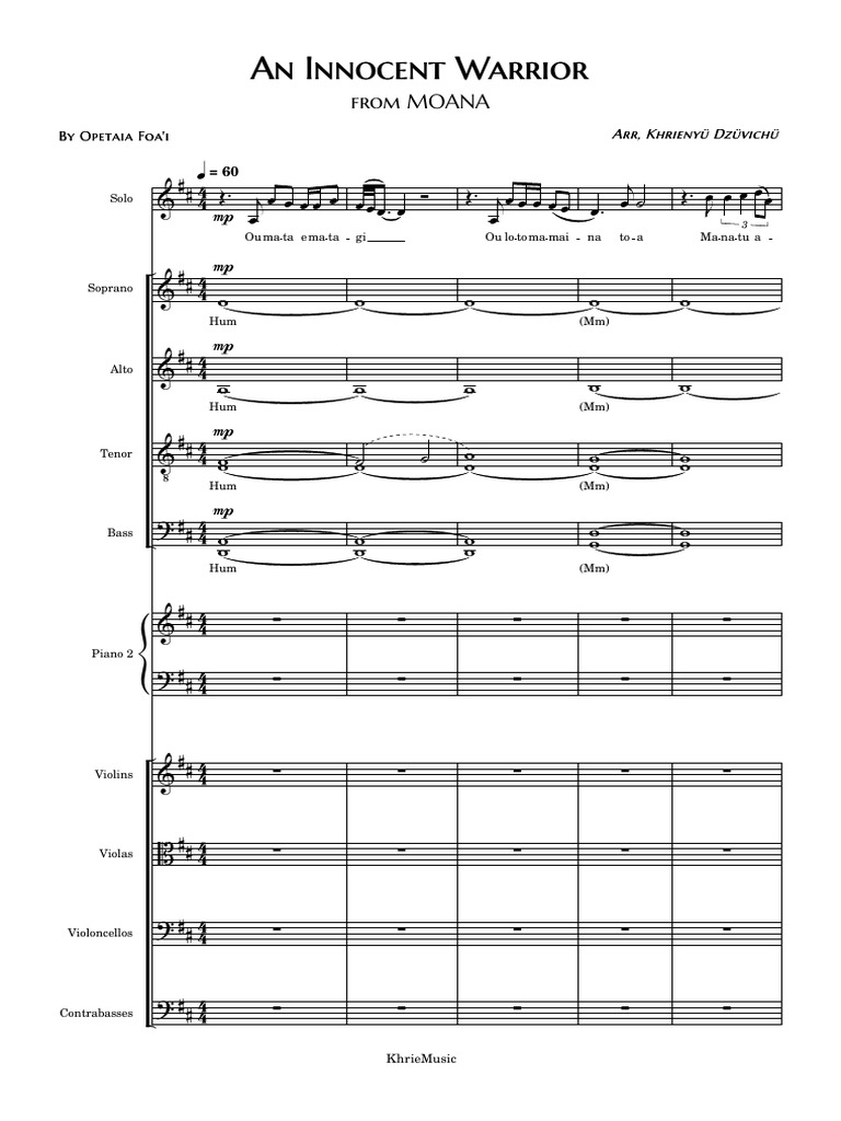 Moana - Innocent Warrior (FULL) | PDF | String Instruments | Elements Of Music