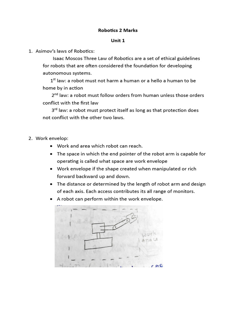 2 Marks Foundation of Robotics | PDF | Computer Vision | Robot