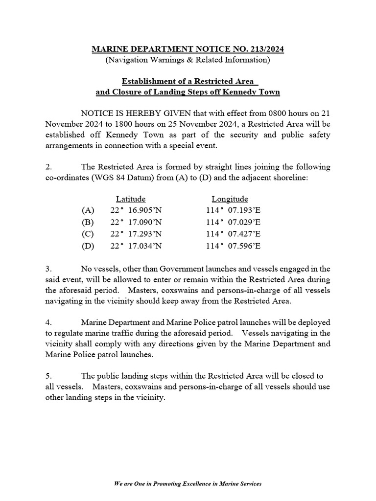 Restricted Area Notice for Kennedy Town | PDF
