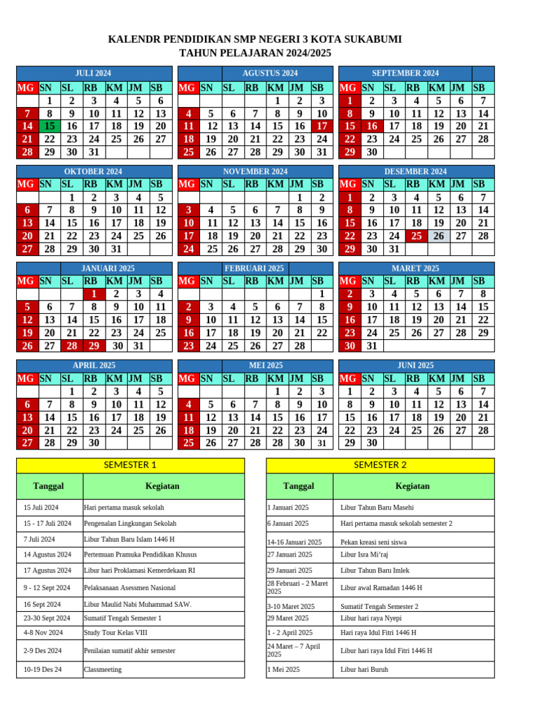 Kalender Pend Dan Perhitungan Minggu Efektif | PDF