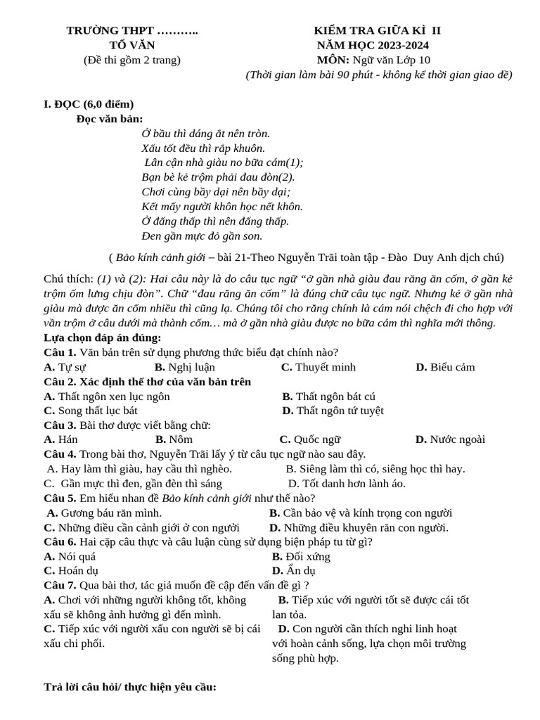 De Thi GHK 2 Van 10 CD de 5 | PDF