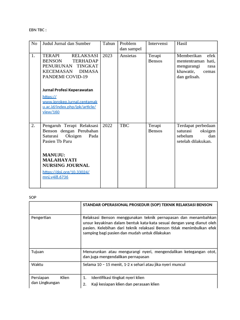 Terapi Relaksasi Benson untuk Kecemasan | PDF
