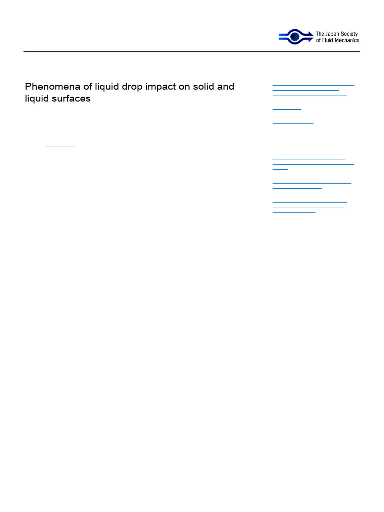 Phenomena of Liquid Drop Impact On Solid and Liquid Surface | PDF | Liquids | Drop (Liquid)