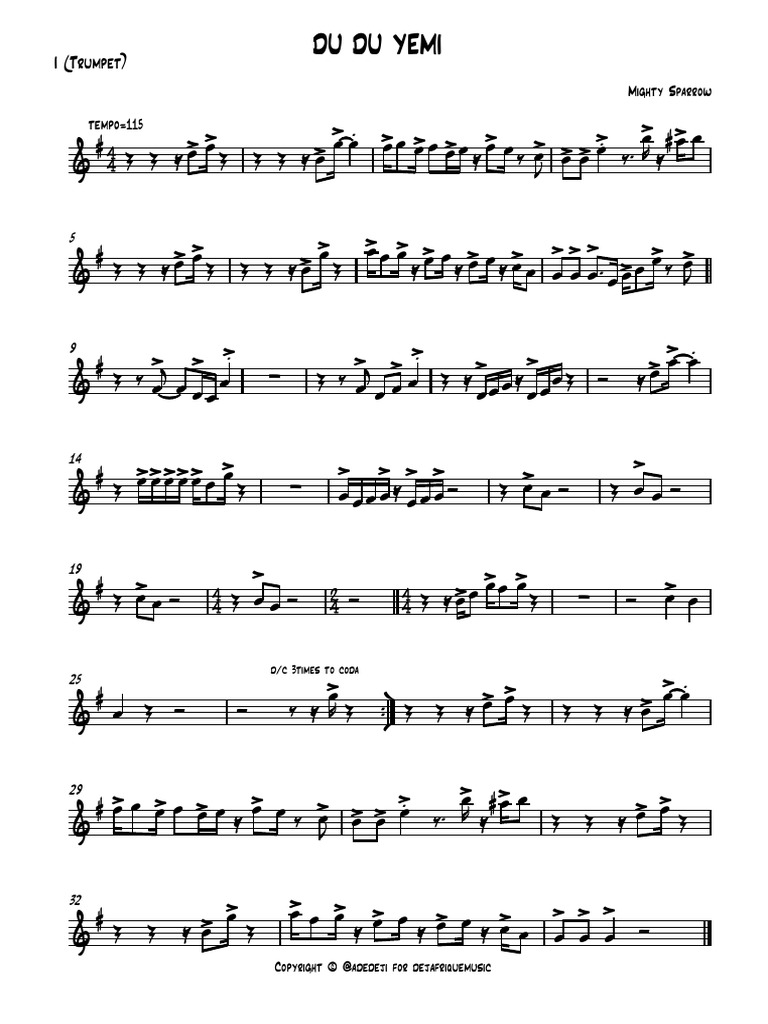 DU DU YEMI - I (Trumpet) | PDF