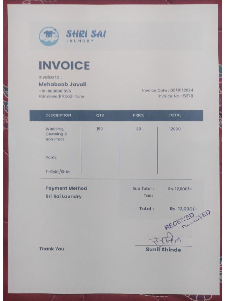 Laundry Bill Actual FY23-24 | PDF