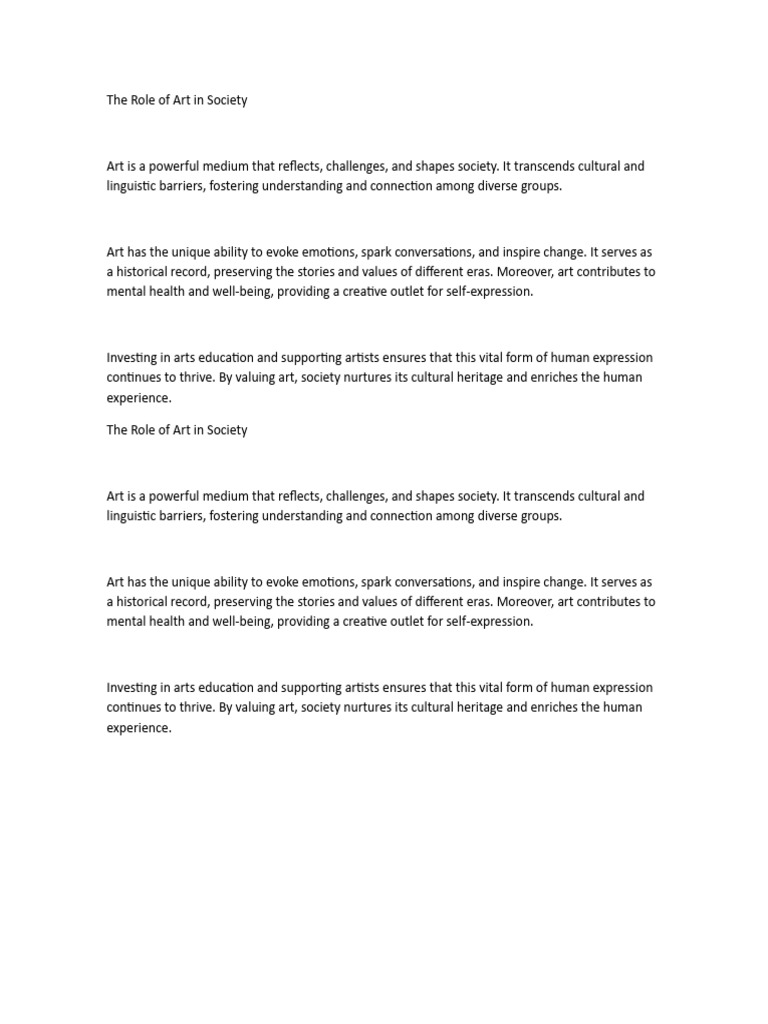 The Role of Art in Society | PDF