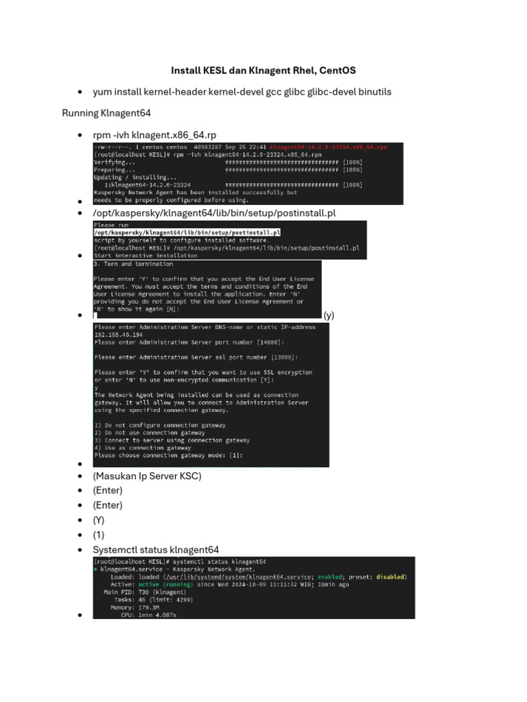 Install KESL Rhel, CentOS | PDF