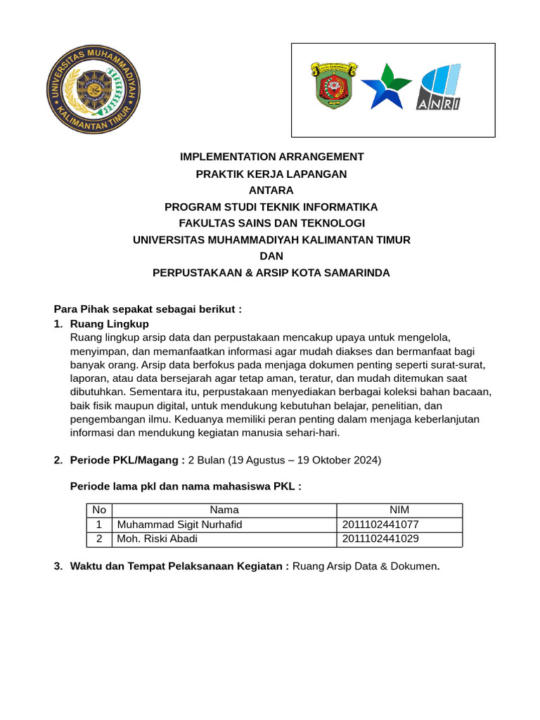 IMPLEMENTATION ARRANGEMENT FST UMKT (template) | PDF
