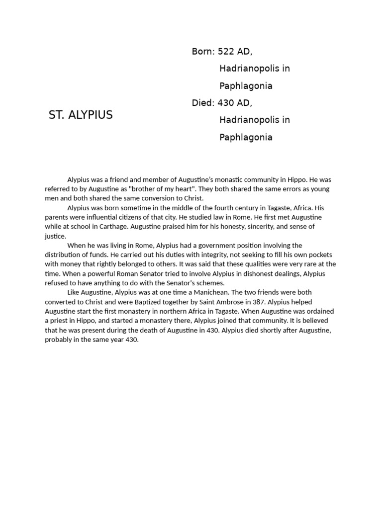 ST Alypius | PDF