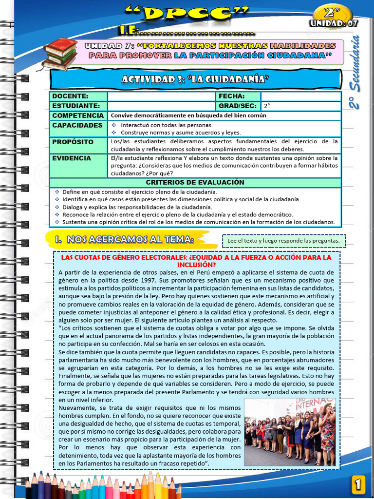 2° DPCC -ACTV.03-UNID.7 2023 (1) | PDF | Democracia | Ideologías políticas