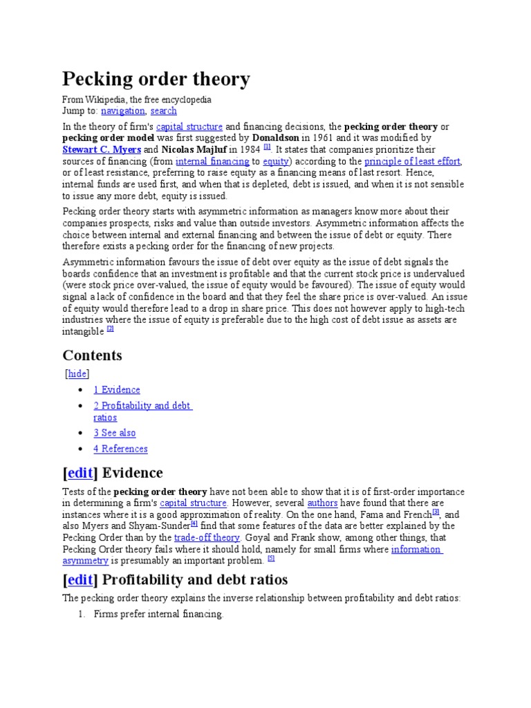 Understanding Pecking Order Theory | PDF | Capital Structure | Economics