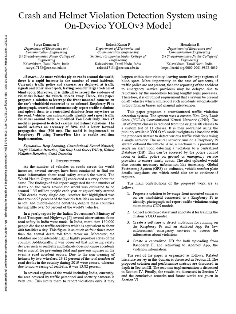 Surya Kumaran - Crash - and - Helmet - Violation - Detection - System - Using - On-Device ...