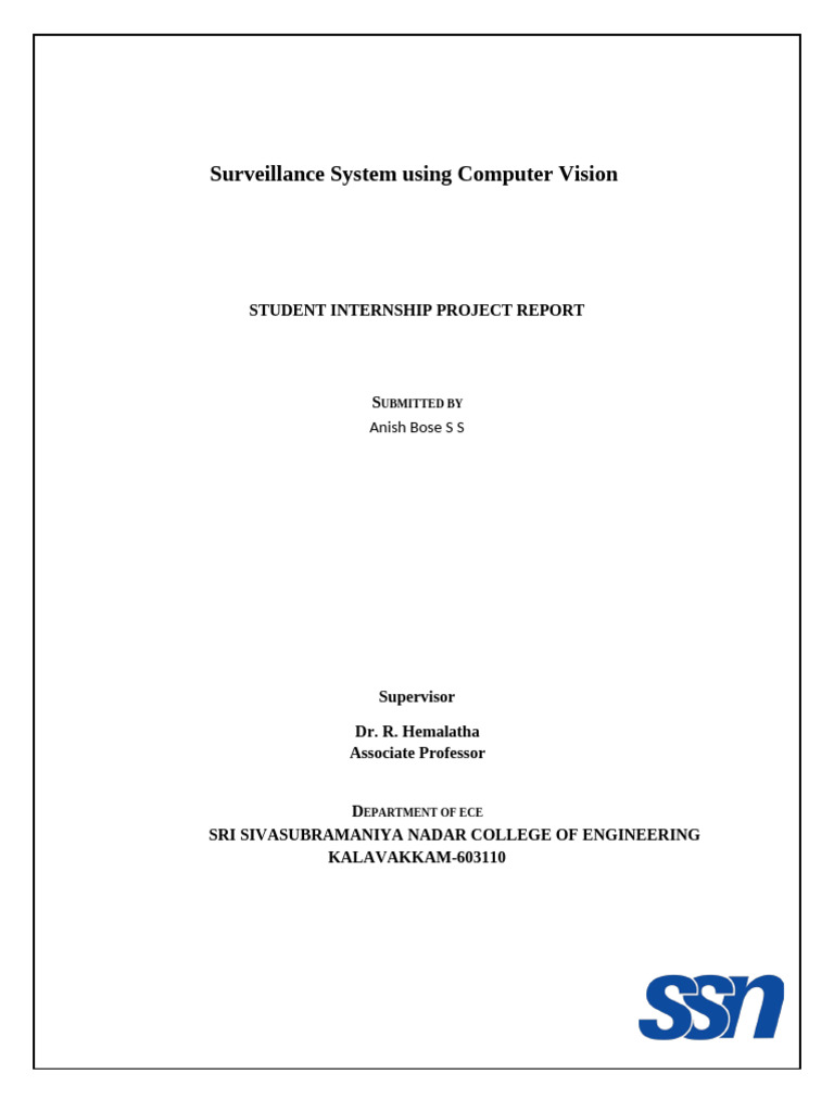 Surveillance System Using Opencv-Report | PDF | Support Vector Machine | Artificial Intelligence