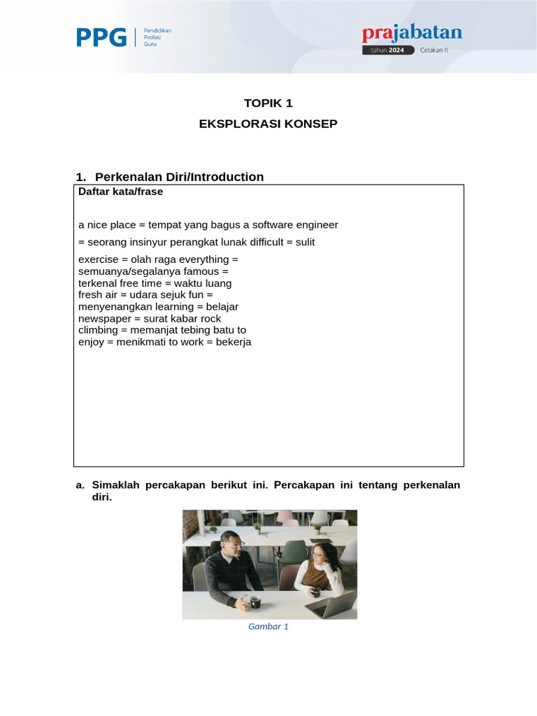 Topik 1 - Eksplorasi Konsep Bahasa Inggris | PDF