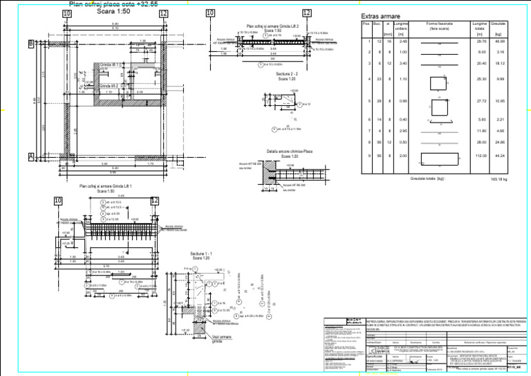 R110 - 6B Plan Cofraj Si Armare Grinda Capac Liftt +32.55 | PDF